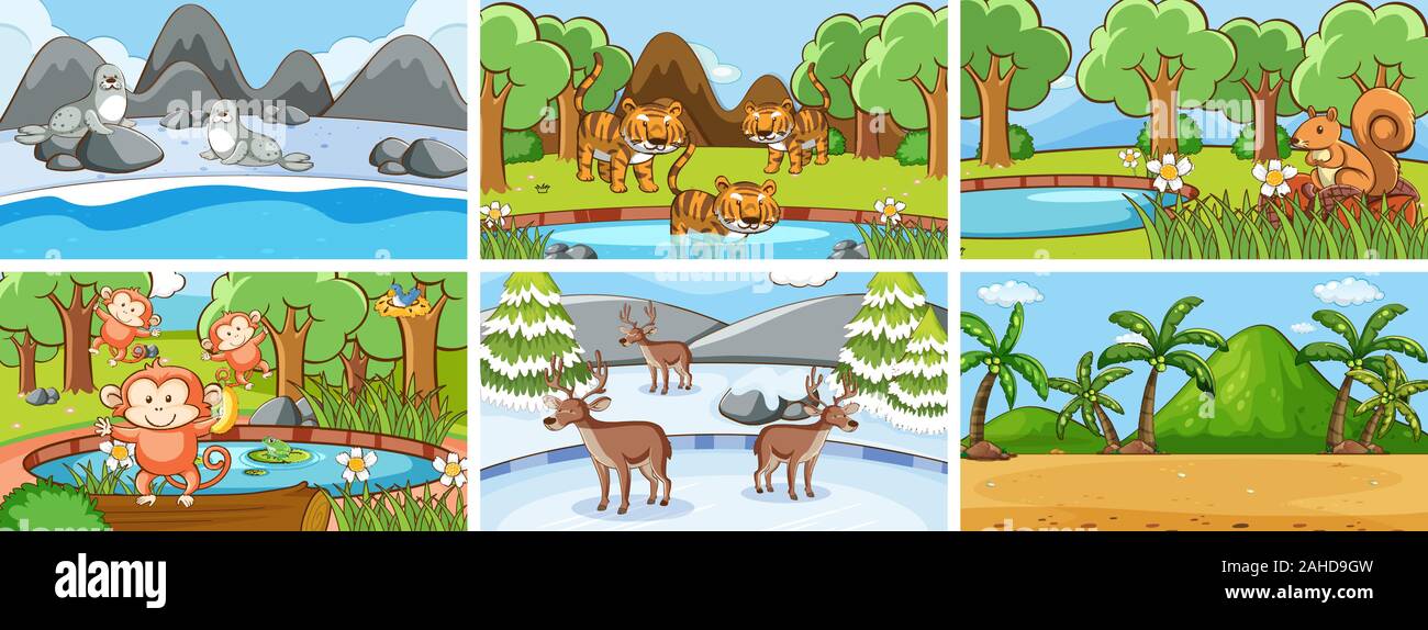 Background scenes of animals in the wild illustration Stock Vector ...