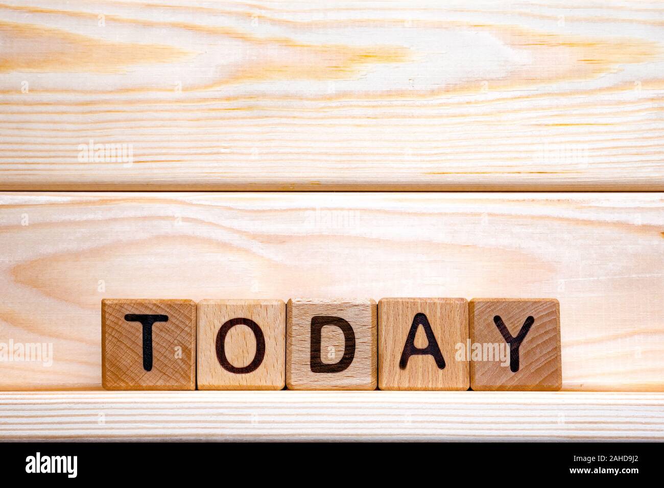 Today word made of wood background. Business concept. Today sign ...