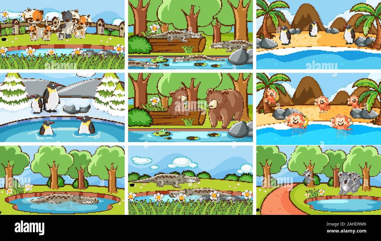 Background scenes of animals in the wild illustration Stock Vector ...