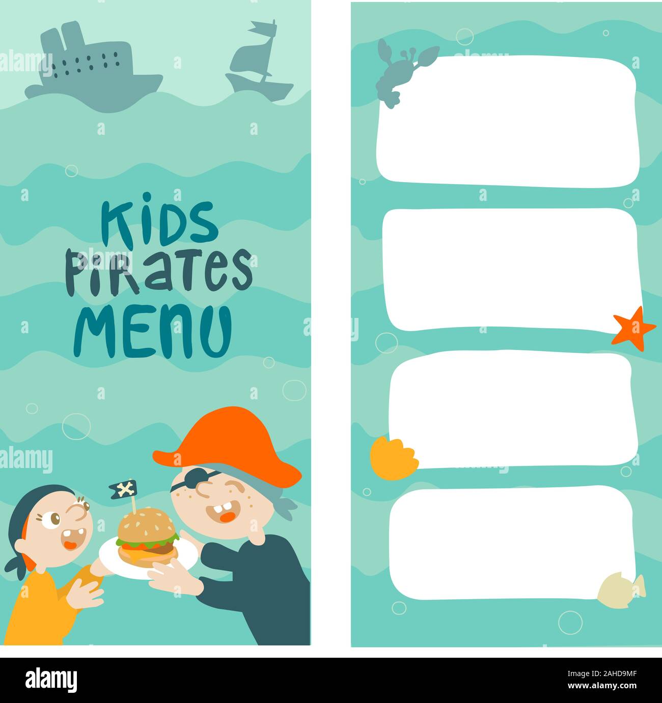 Printable kids pirated menu for restaurants and cafes. Template for ...