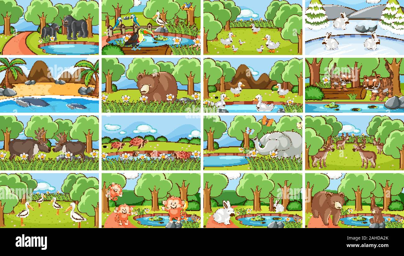 Background scenes of animals in the wild illustration Stock Vector ...