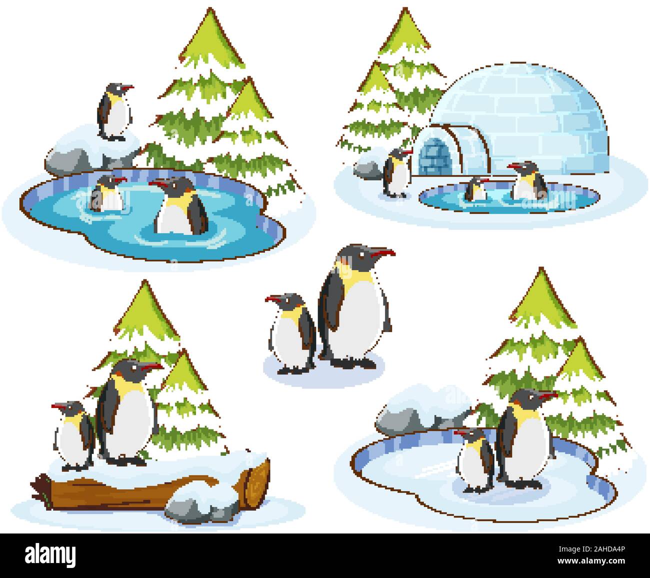 Penguins in the environment Stock Vector Images - Alamy