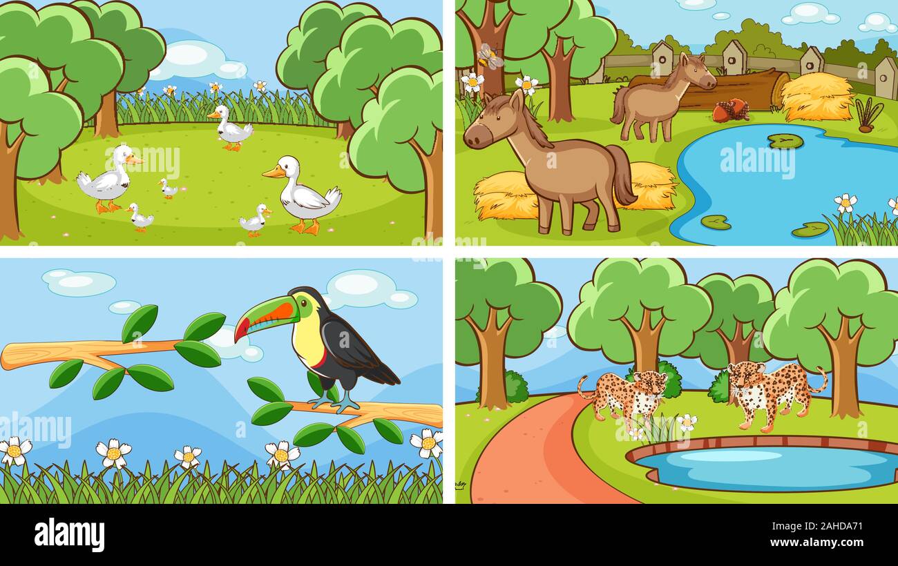 Background scenes of animals in the wild illustration Stock Vector ...