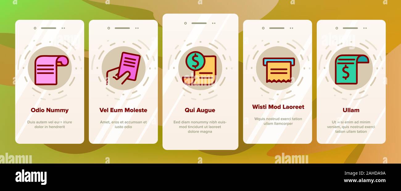 Receipt Bill Onboarding Icons Set Vector Stock Vector Image & Art - Alamy