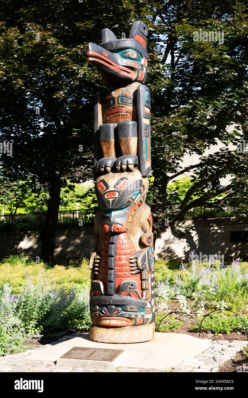 The Kwakiutl Totem in Ottawa, Canada. The totem was carved by Henry ...