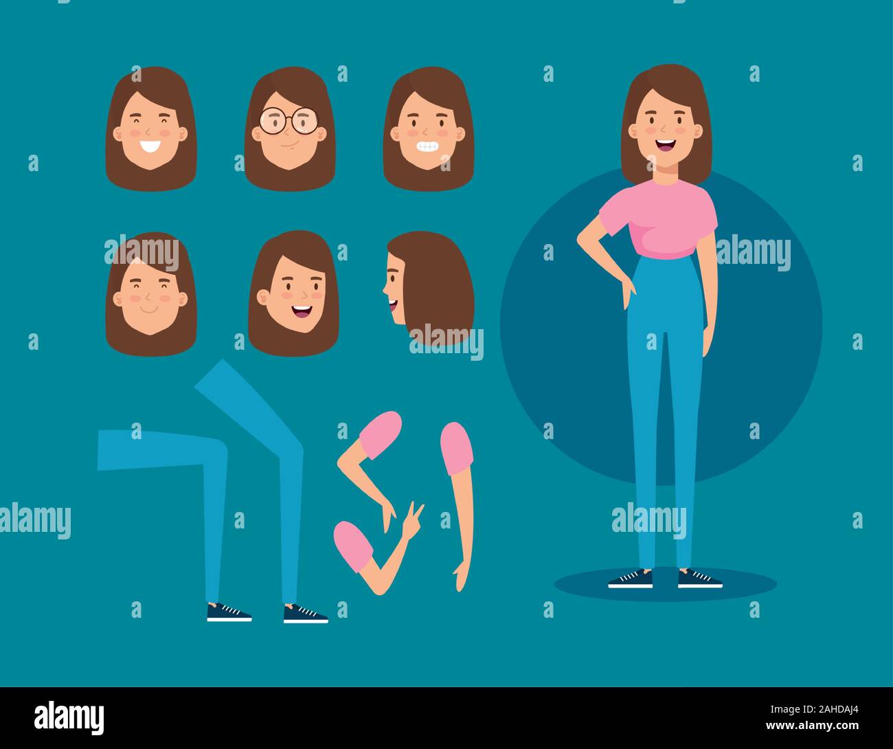young woman with body parts characters Stock Vector Image & Art - Alamy