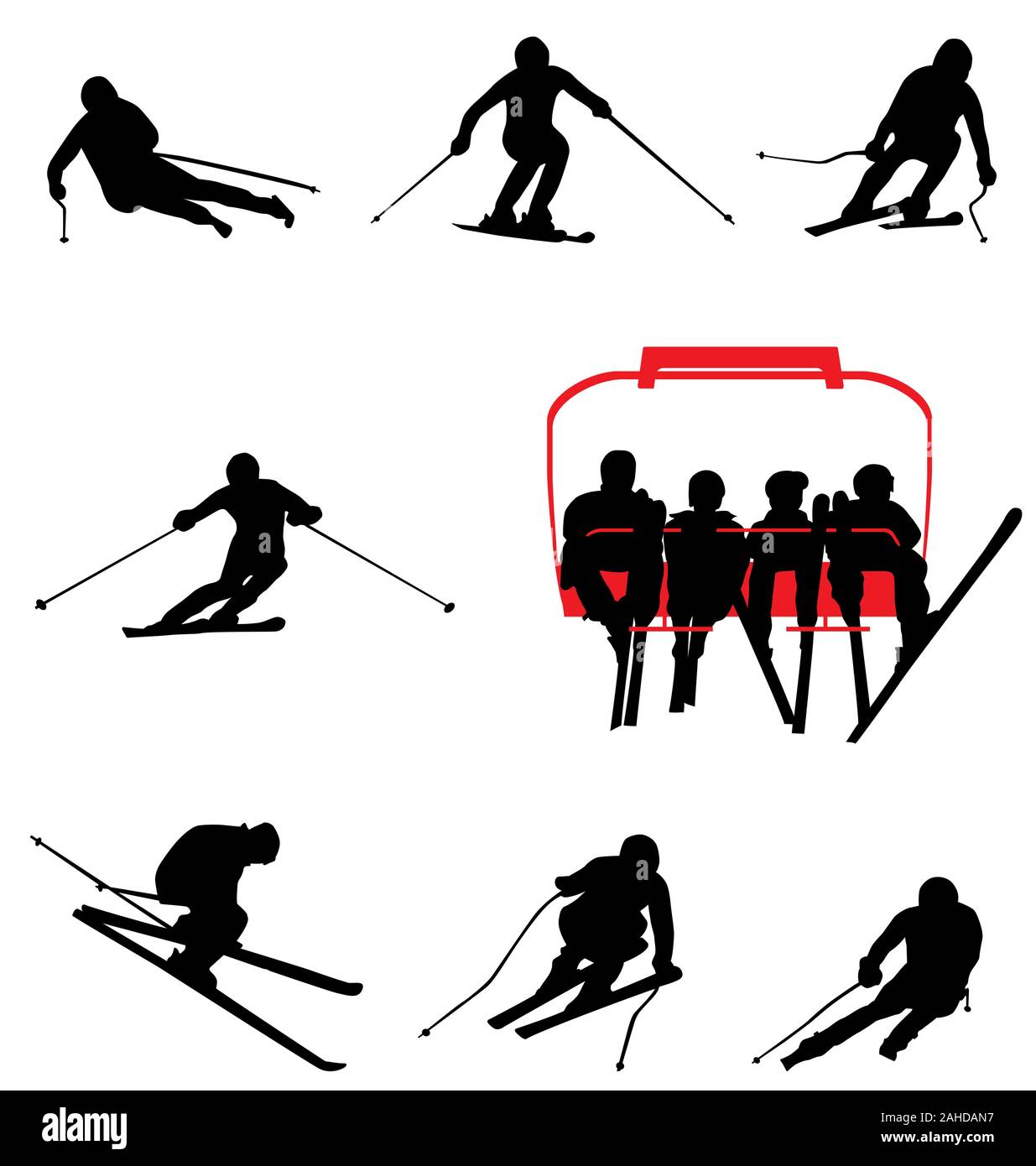 skiing people silhouettes set Stock Vector Image & Art - Alamy
