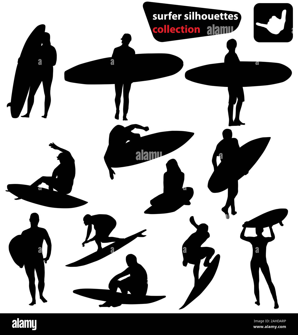 surfers silhouettes collection Stock Vector Image & Art - Alamy