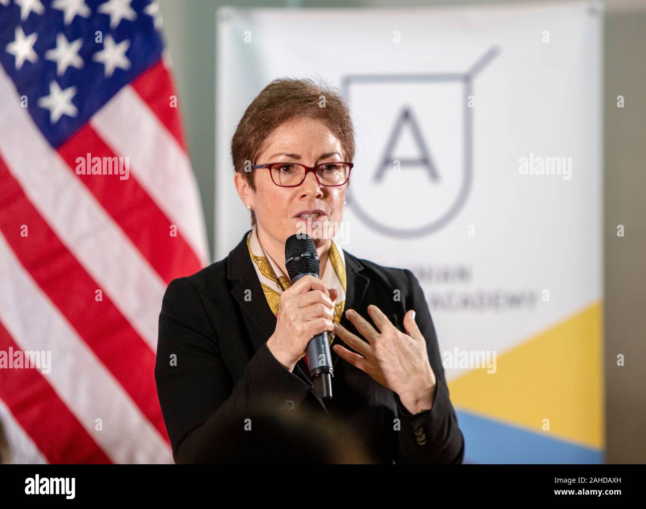 U.S. Ambassador to Ukraine Marie Yovanovitch addresses the at the ...