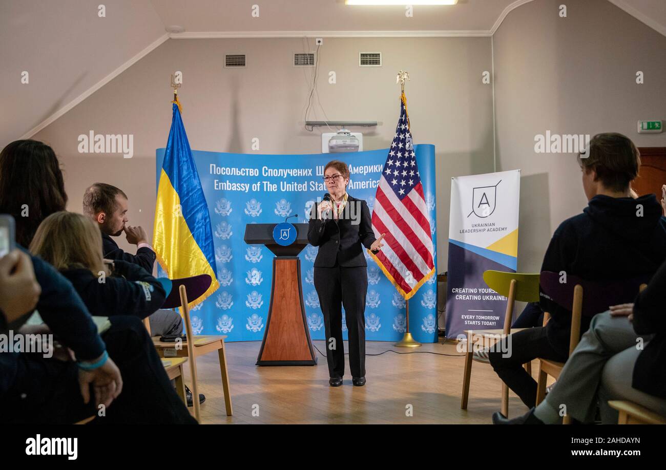 U.S. Ambassador to Ukraine Marie Yovanovitch addresses the at the ...