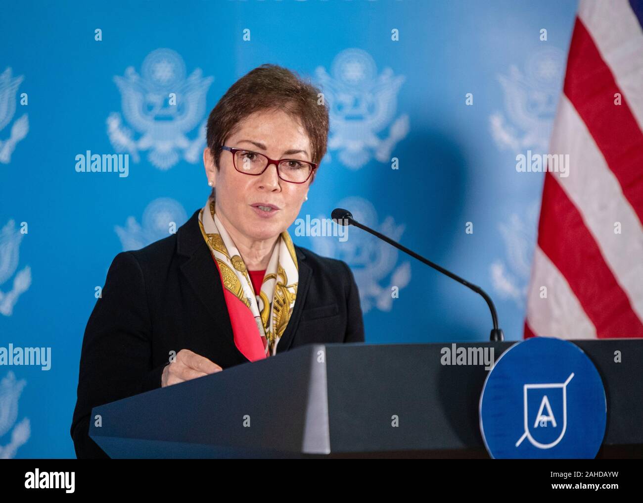 U.S. Ambassador to Ukraine Marie Yovanovitch addresses the at the ...