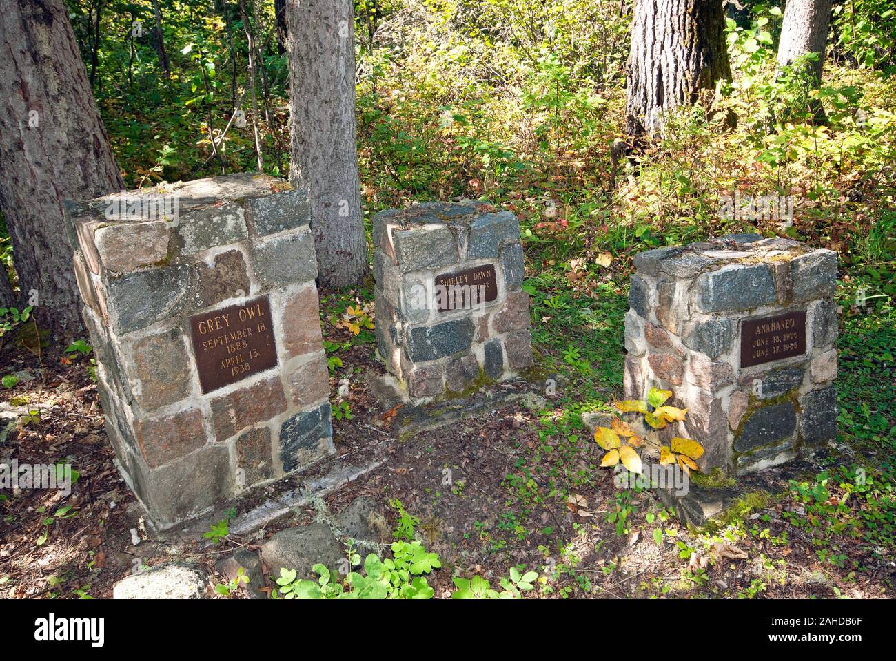 Tombs of Archibald Belaney (known as Grey Owl), his wife Anahareo and ...