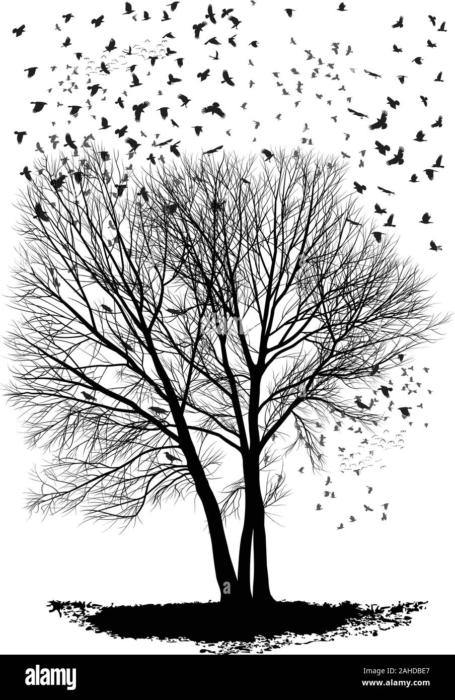 Raven on a branch Stock Vector Images - Alamy