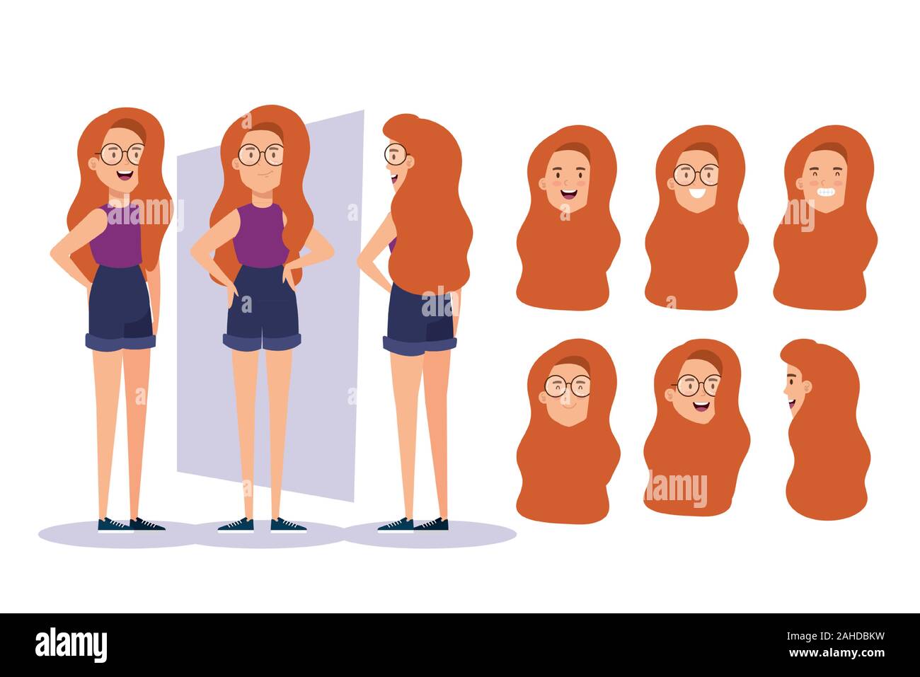 Young trendy woman red Stock Vector Images - Alamy