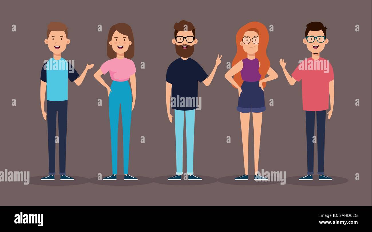 group of young people avatar characters Stock Vector Image & Art - Alamy