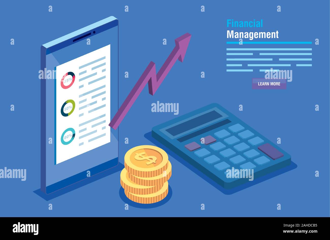 financial management with smartphone and infographics Stock Vector ...
