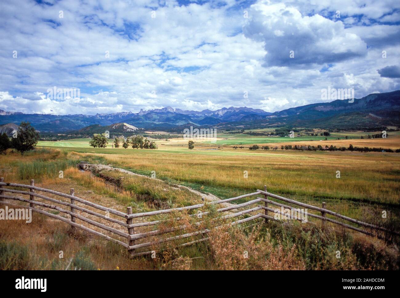 Rail Fence and San Juan Mountains, Ridgeway, Colorado Stock Photo - Alamy