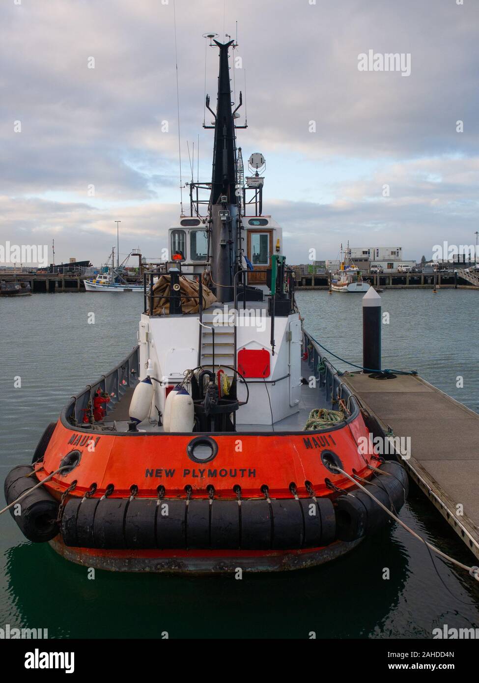 Boat Named New Plymouth Moored At A Jetty In Auckland Stock Photo - Alamy
