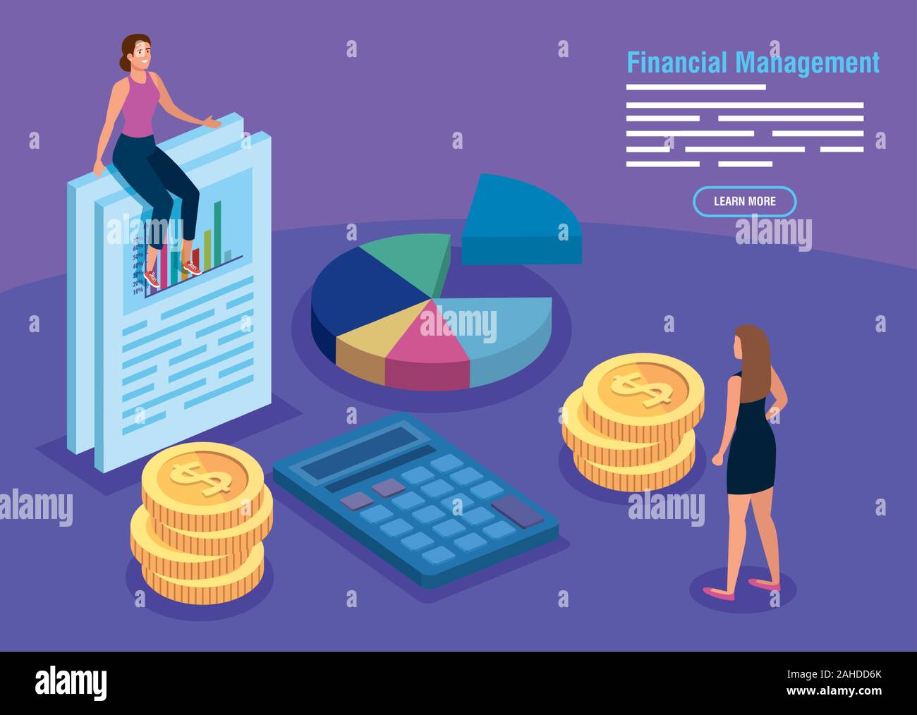 financial management with infographics and business women Stock Vector ...