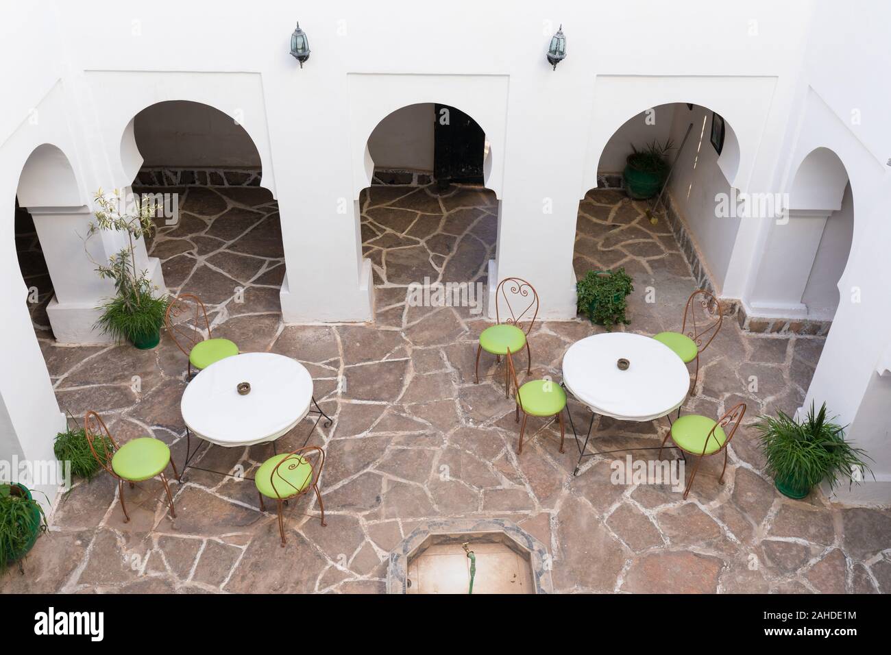 FES, MOROCCO december 2019 - Interior courtyard of the building for ...