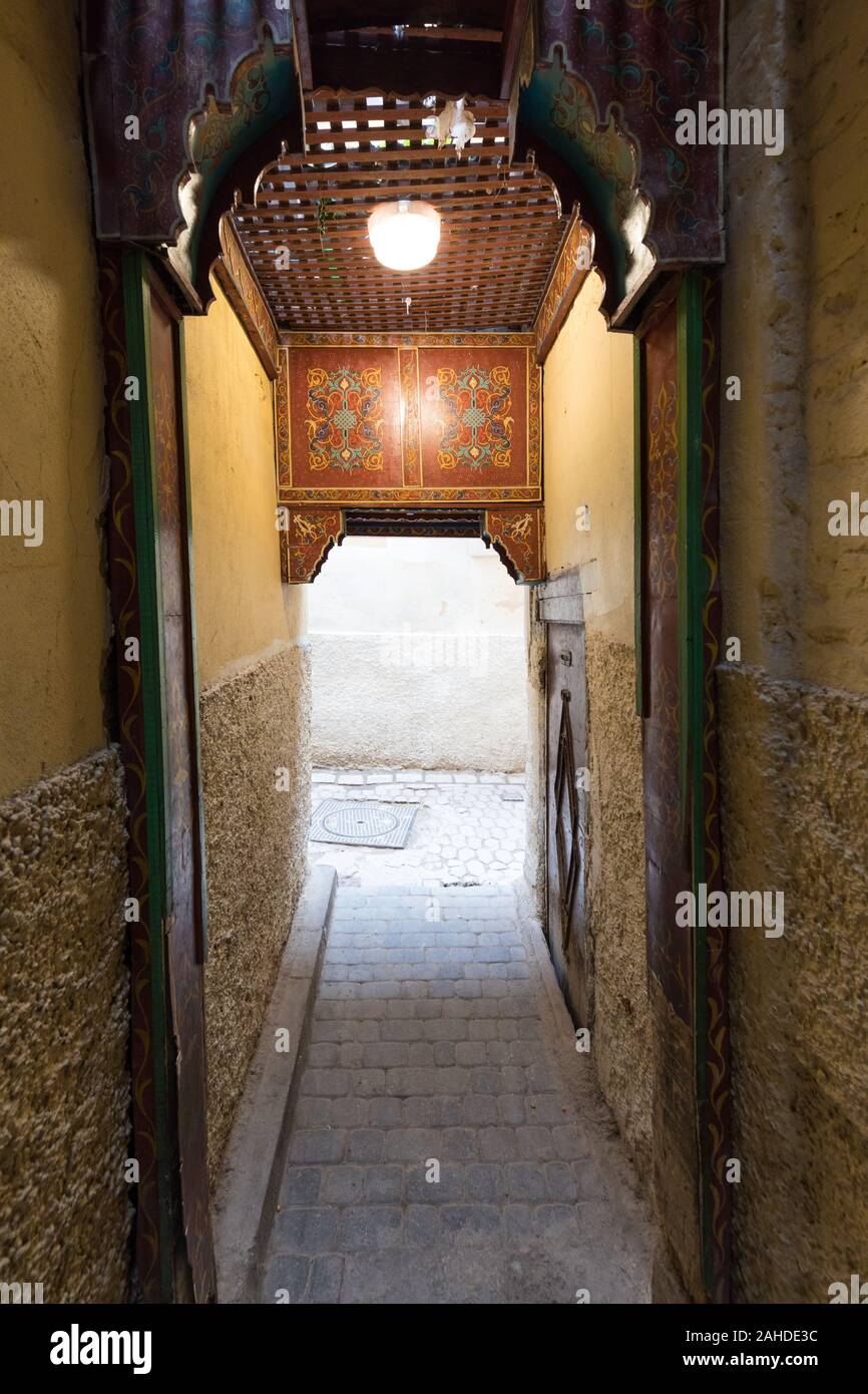 FES, MOROCCO december 2019 - Interior courtyard of the building for ...