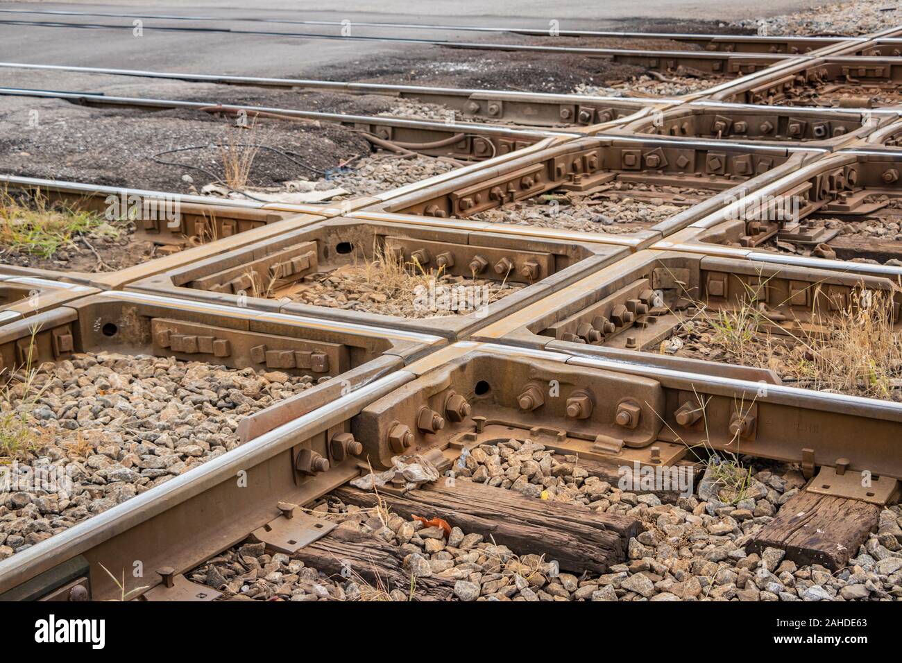 Close up of railroad tracks hi-res stock photography and images - Alamy