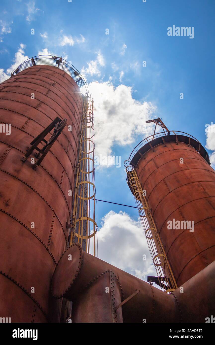 steel pipes and towers at the Sloss Furnace National Historic Landmark ...