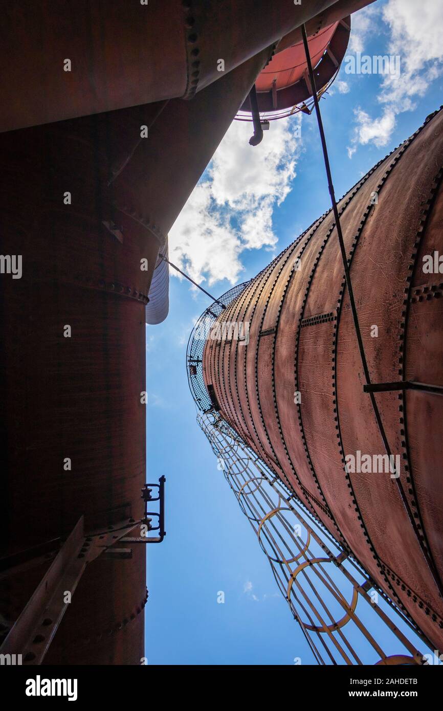 steel pipes and towers at the Sloss Furnace National Historic Landmark ...
