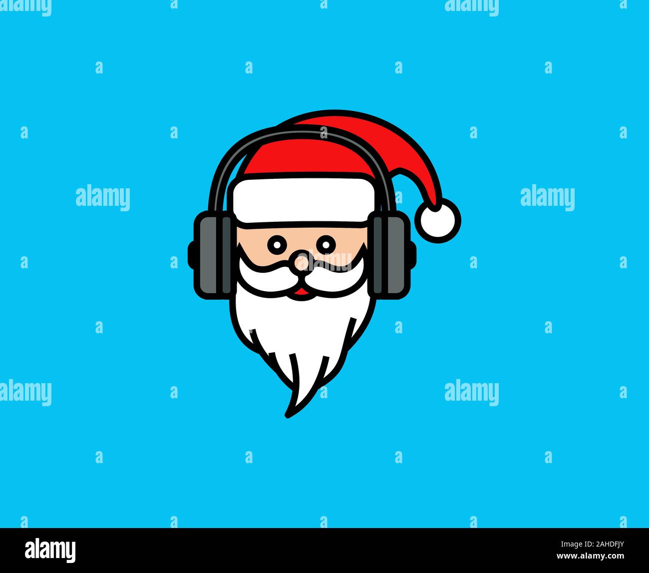 Santa Claus with Headphones Icon Stock Photo - Alamy