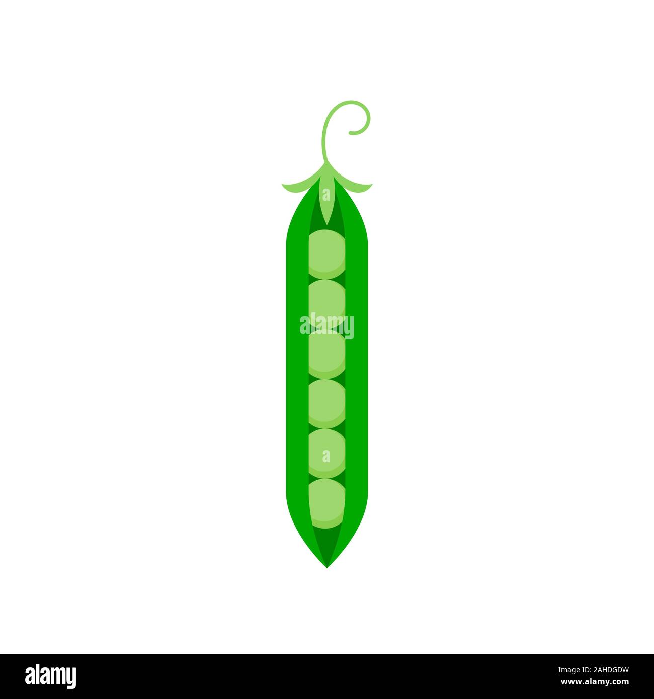 Open pod and ripe green peas icon. Garden pea symbol isolated on white ...