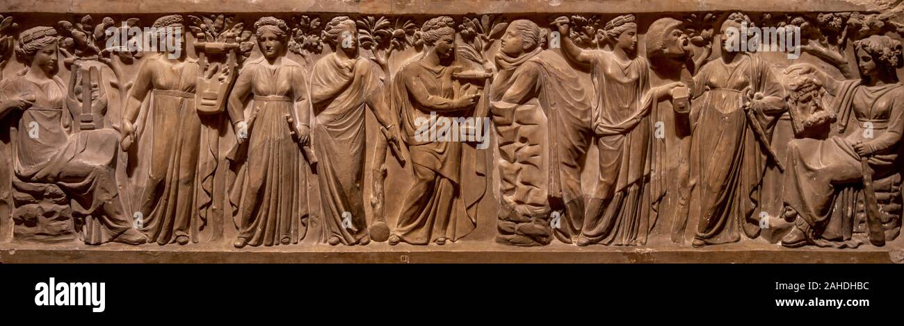 Ancient Greece bas-relief showing scene with women Stock Photo - Alamy