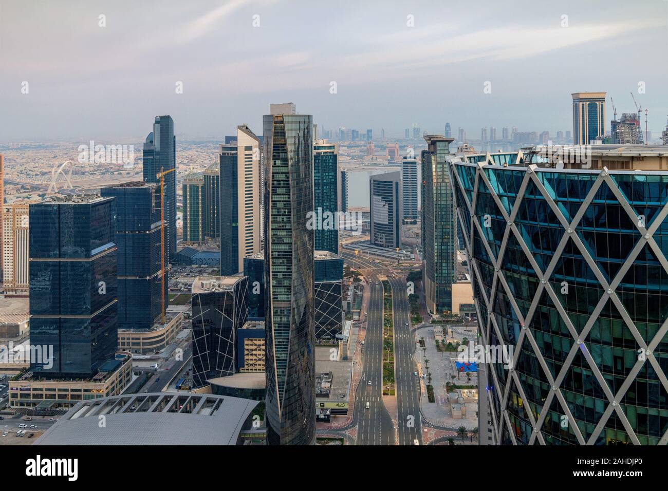 Aerial View of Doha Towers Stock Photo - Alamy