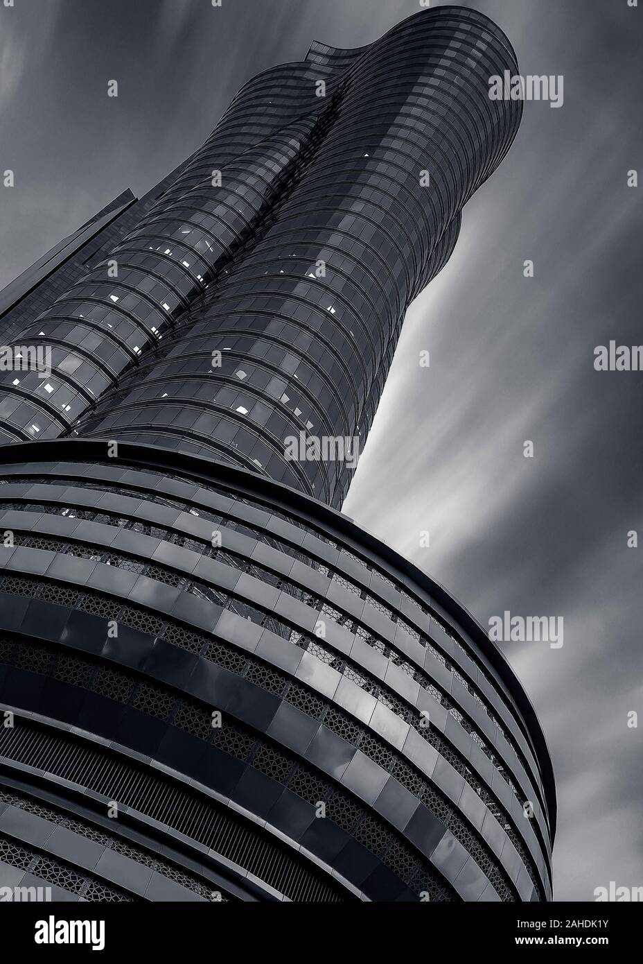 Iconic Building of Doha City, Monochrome Building View Stock Photo - Alamy