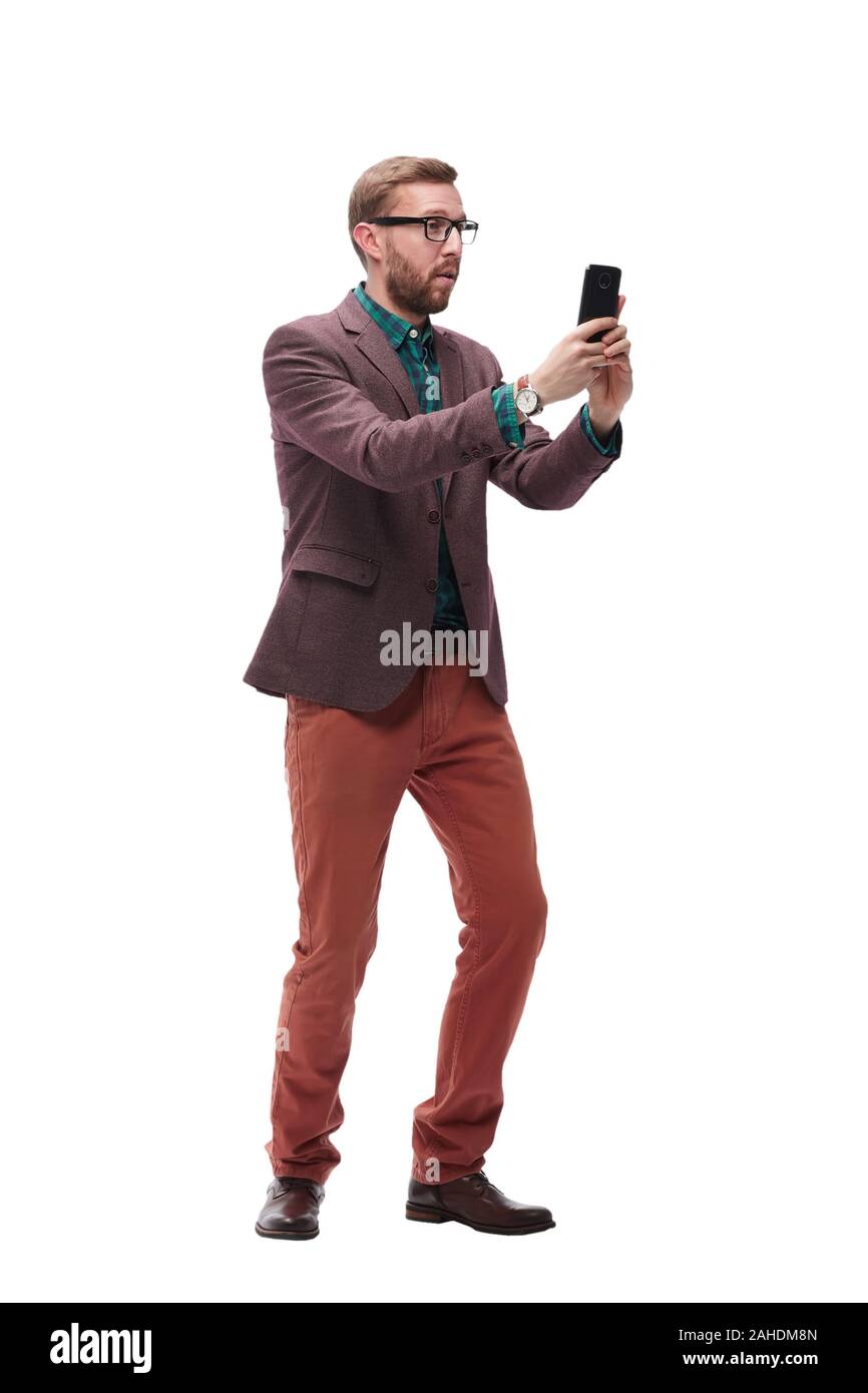 Portrait man in video Cut Out Stock Images & Pictures - Alamy