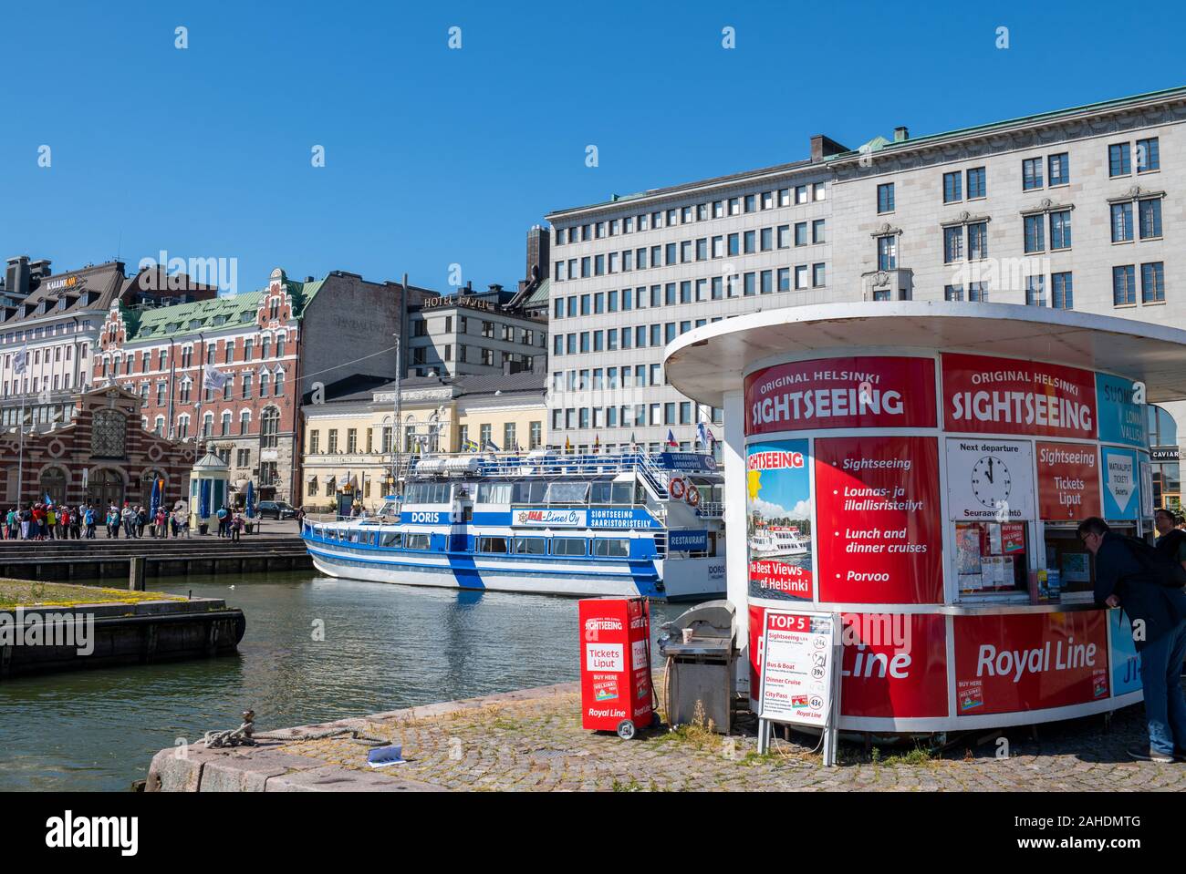 Finland, capital city of Helsinki. South Harbour pier and waterfront ...