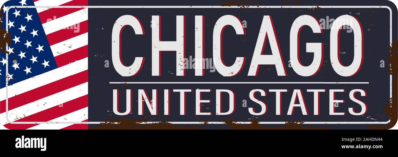 Chicago vintage rusty metal sign on a white background, vector ...