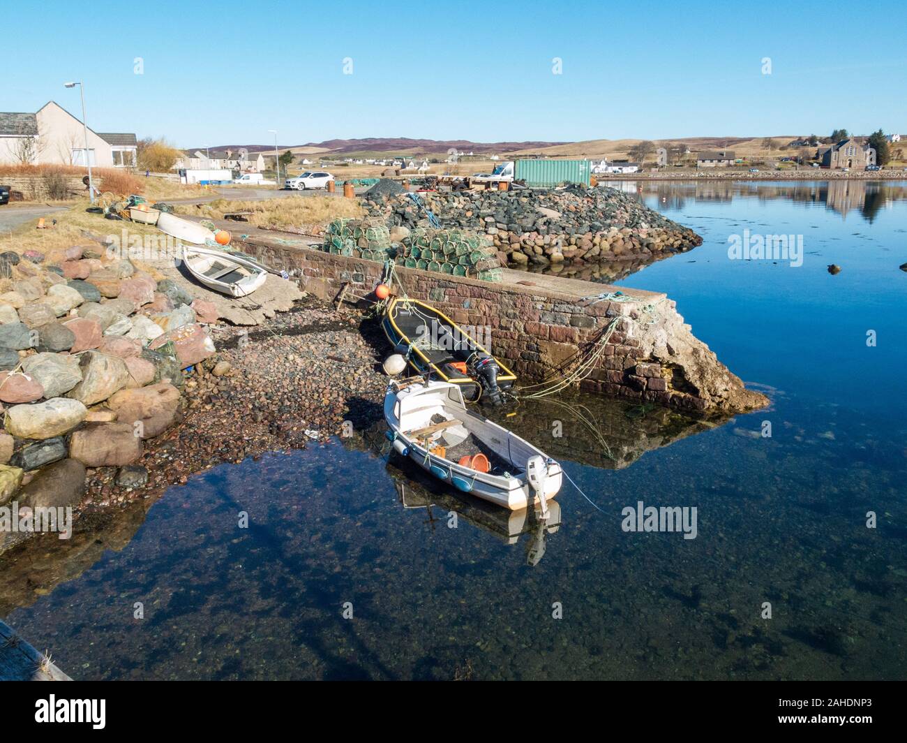 Fishing boats at Aultbea harbour, on the north eastern shore of Loch ...