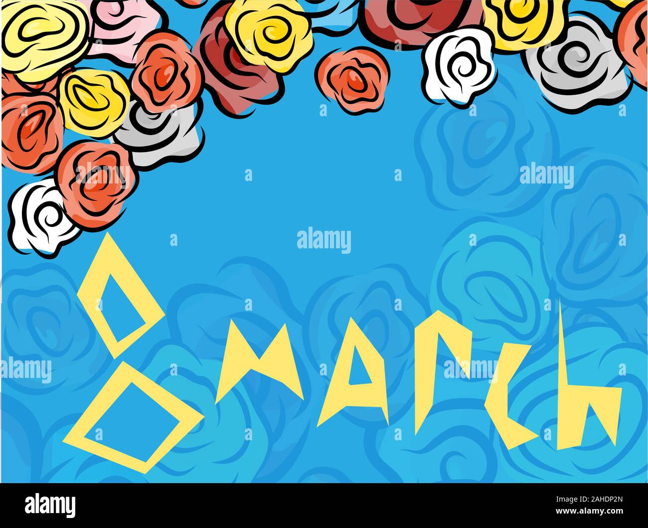 Modern line art pattern with rose. Greeting card template. Vintage ...