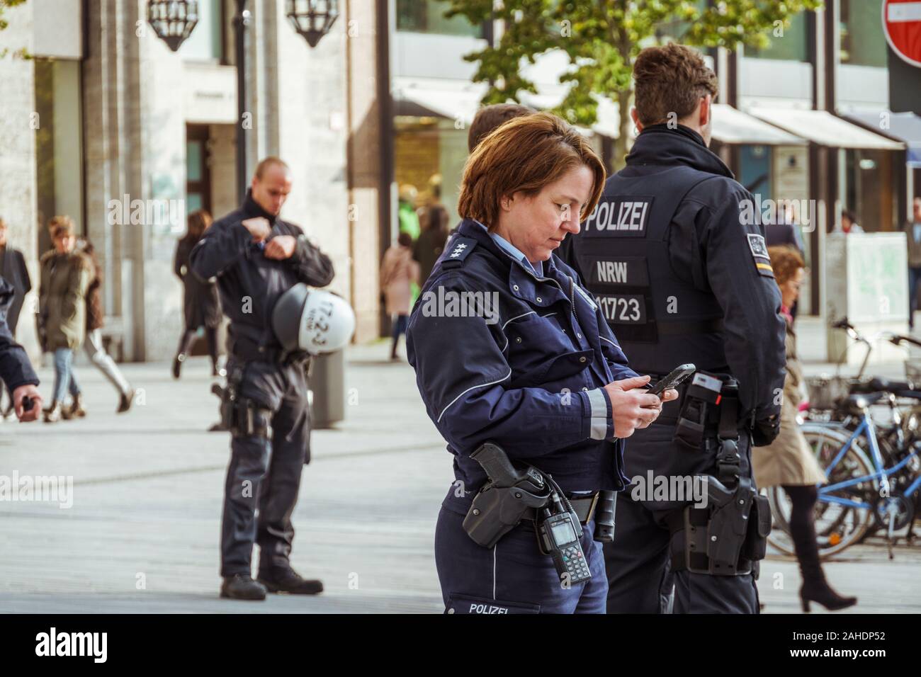 German police officer. Riot Police Germany. Police patrolling in ...