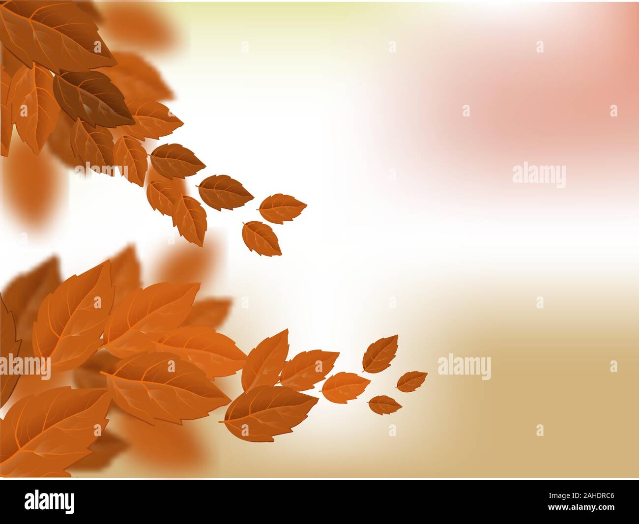 Beautiful illustration with red autumn leaves background on light ...