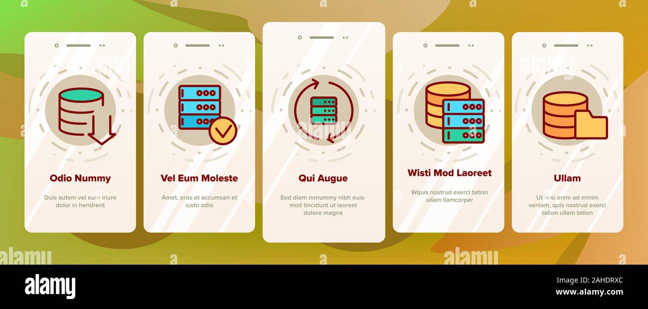 Sql Database Onboarding Icons Set Vector Stock Vector Image And Art Alamy 5144