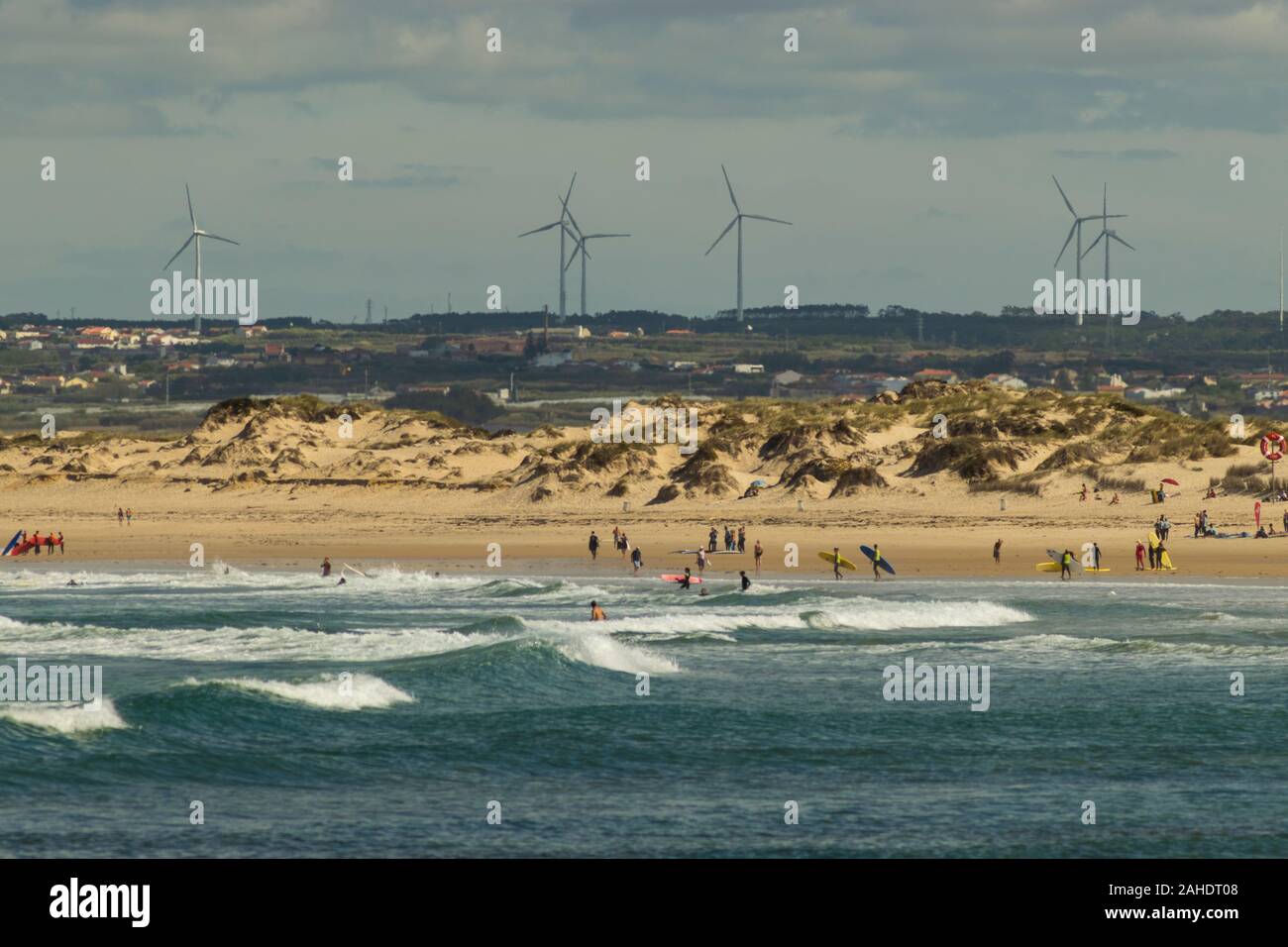 Bathers on Gamboa Beach in Peniche Estremadura Portugal Stock Photo - Alamy