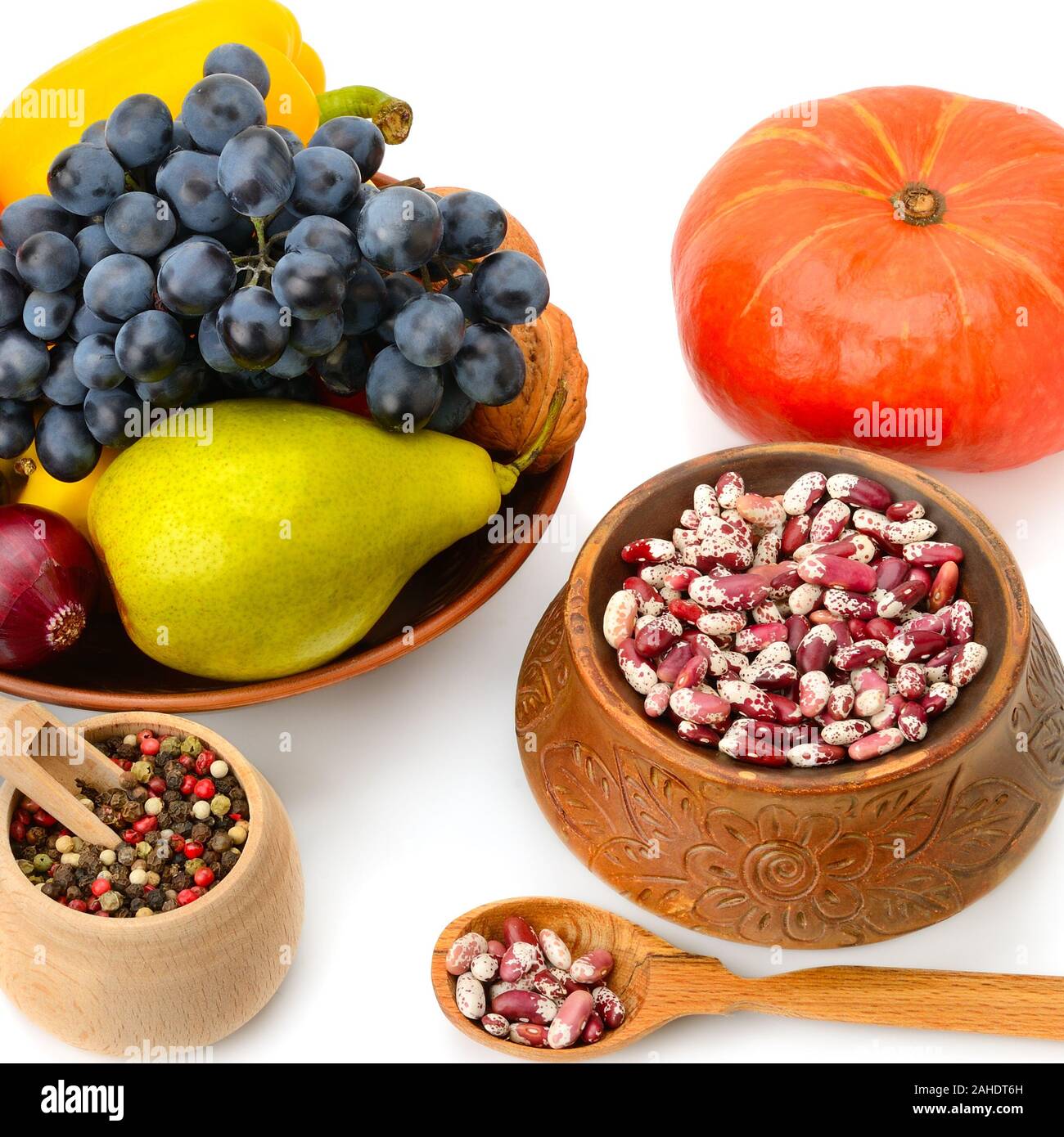 set of natural products isolated on white background Stock Photo - Alamy