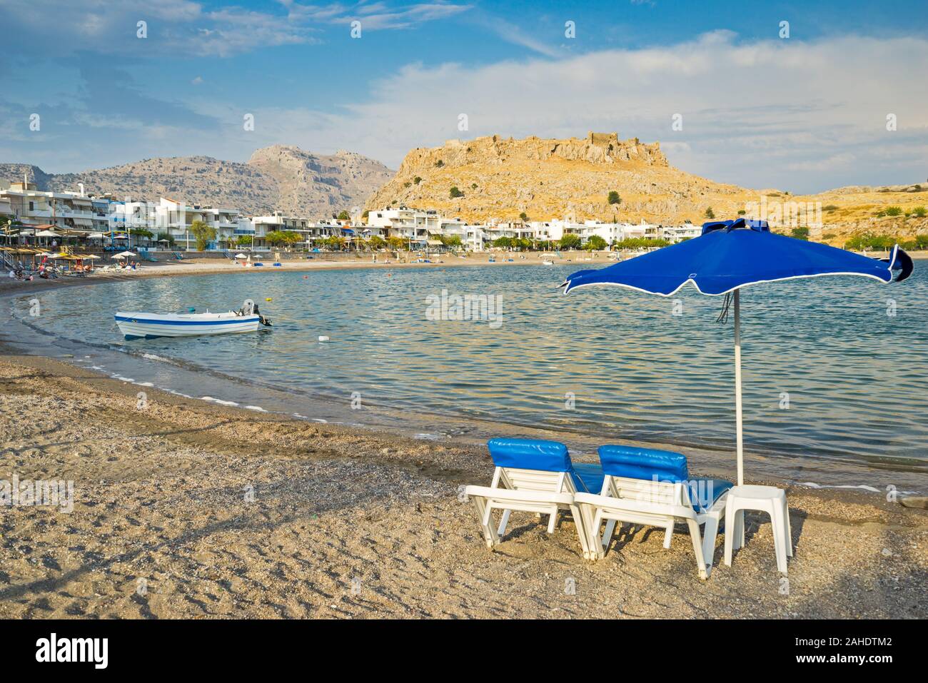 Haraki Beach Charaki on the Island of Rhodes with the remains of ...
