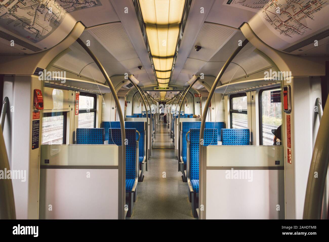 Inside The Wagon Train Germany, Dusseldorf. Empty train interior ...