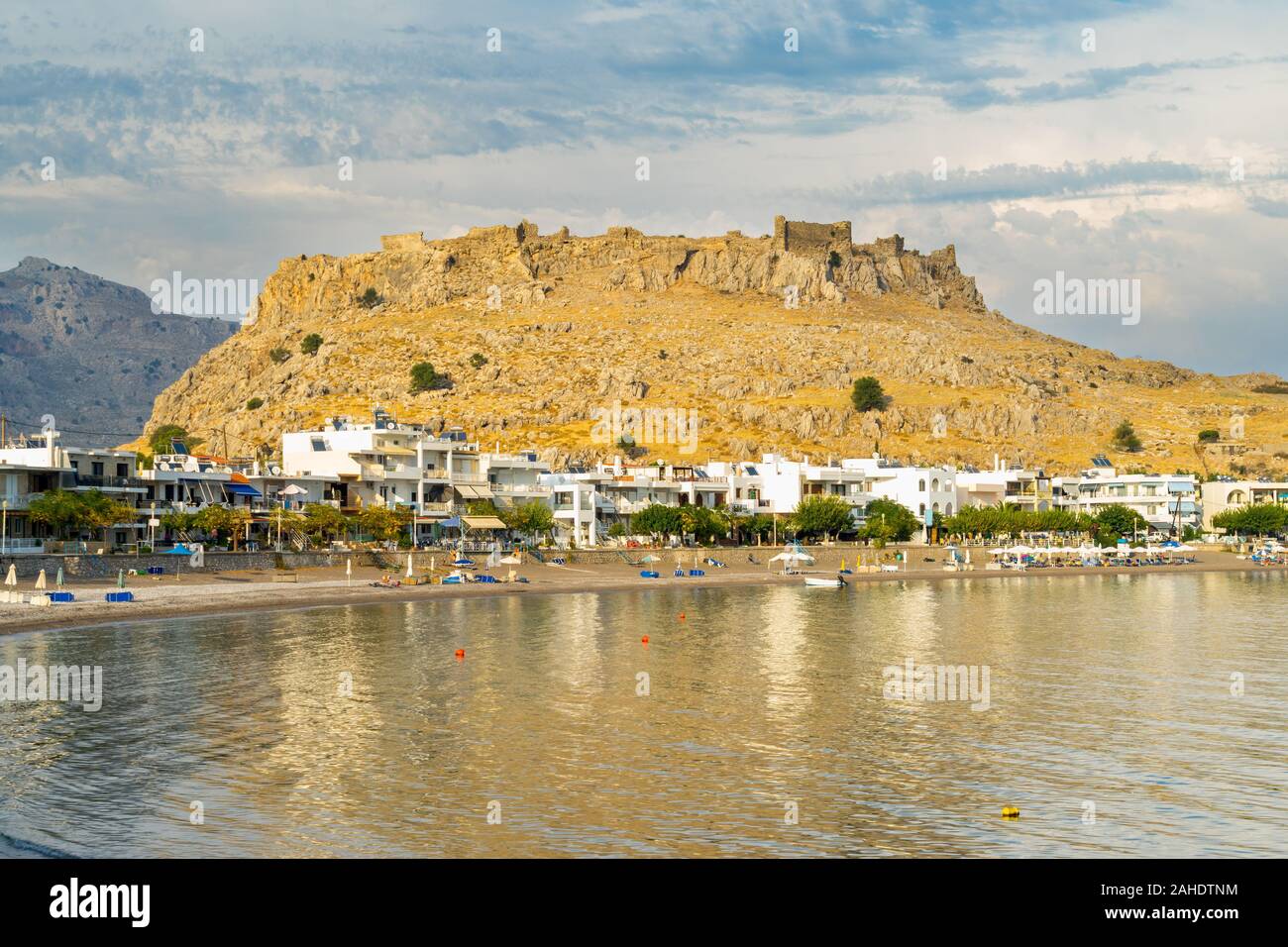 Haraki Beach Charaki on the Island of Rhodes with the remains of ...
