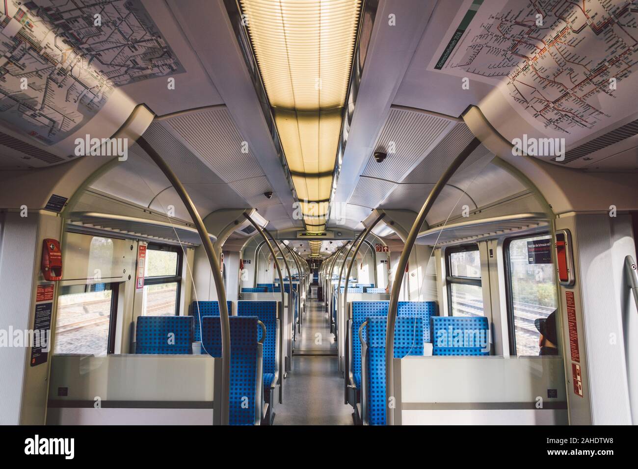 Inside The Wagon Train Germany, Dusseldorf. Empty train interior ...