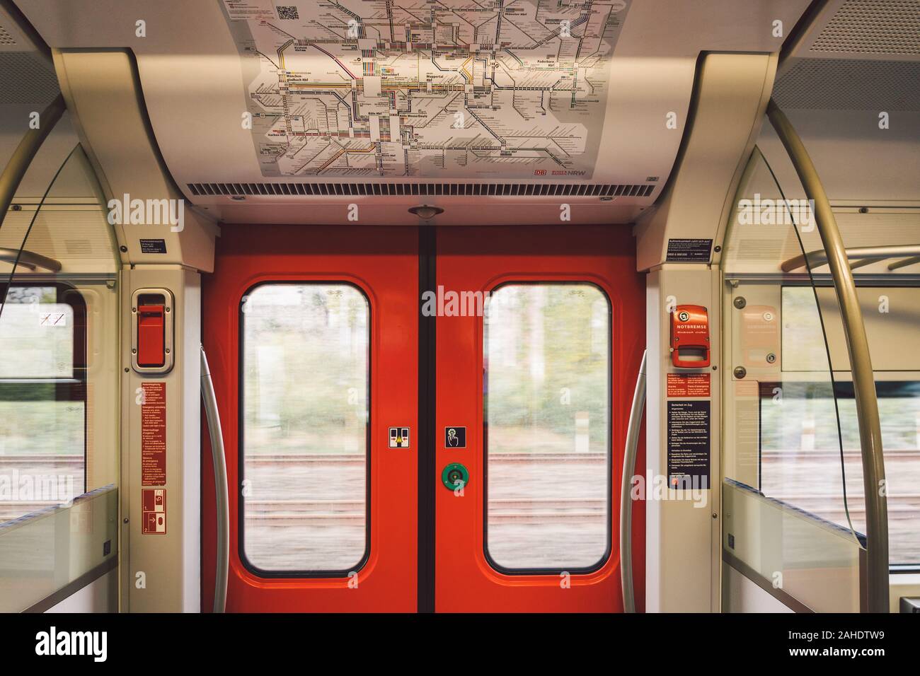 Inside The Wagon Train Germany, Dusseldorf. Empty train interior ...