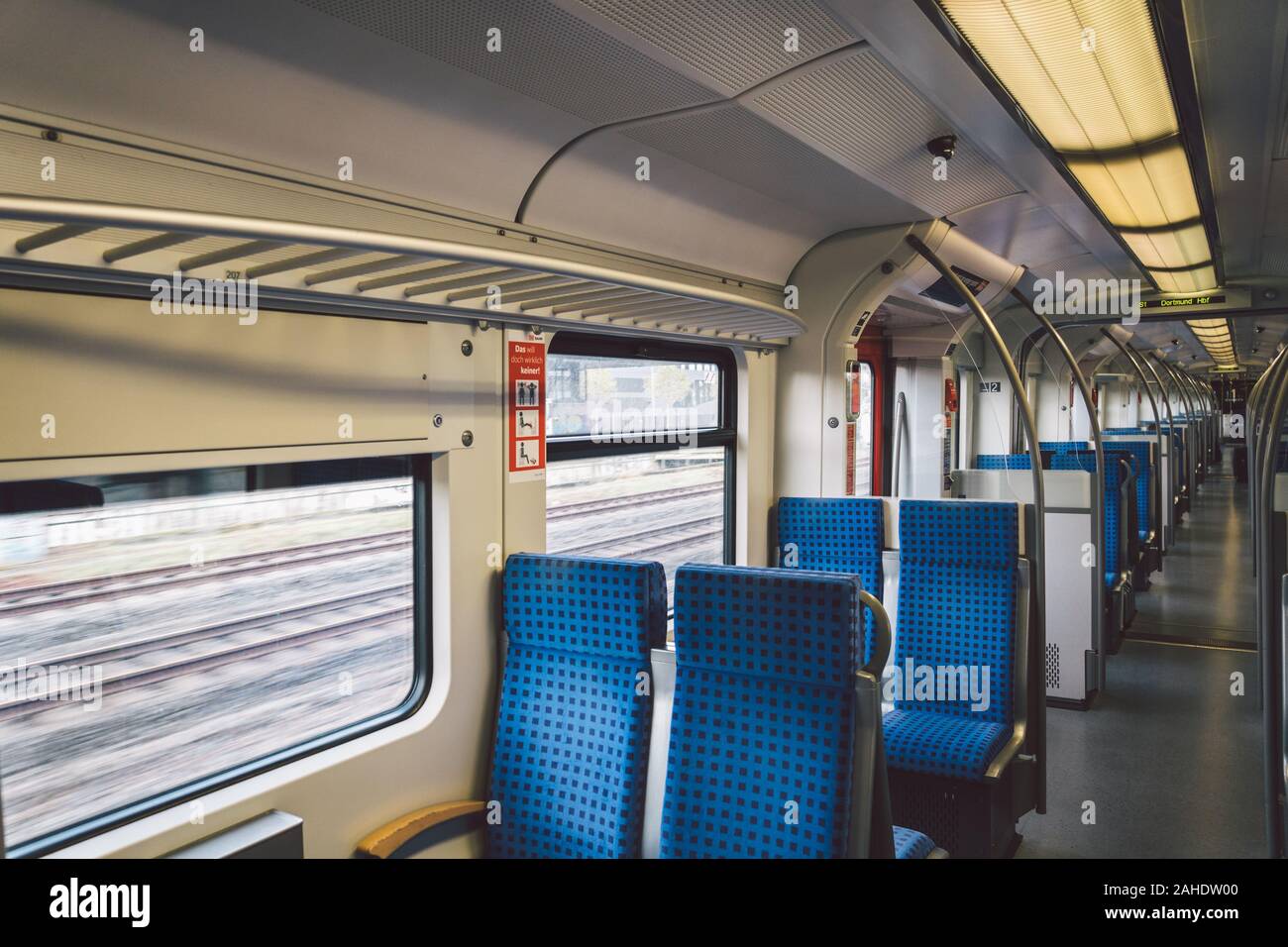 Inside The Wagon Train Germany, Dusseldorf. Empty train interior ...