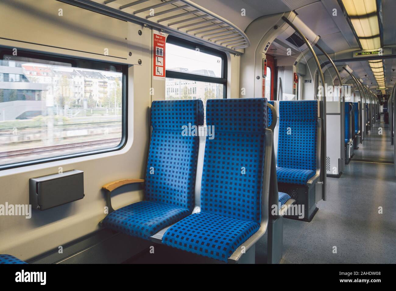 Inside The Wagon Train Germany, Dusseldorf. Empty train interior ...